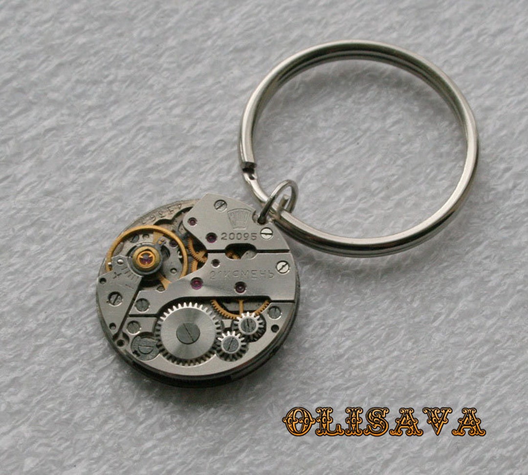 Watch Movement Steampunk Clockwork Keychain , Steampunk Keychain ...