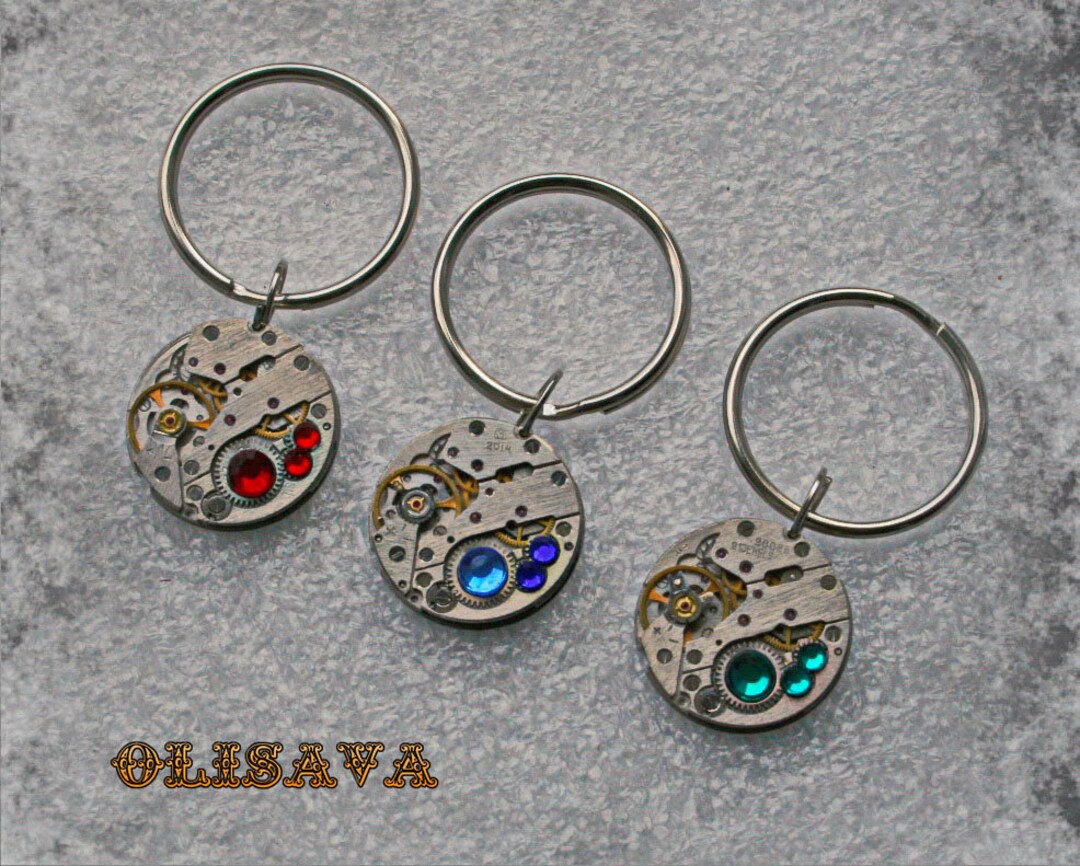 Watch Movement Steampunk Keyring , Steampunk Keychain , Vintage ...