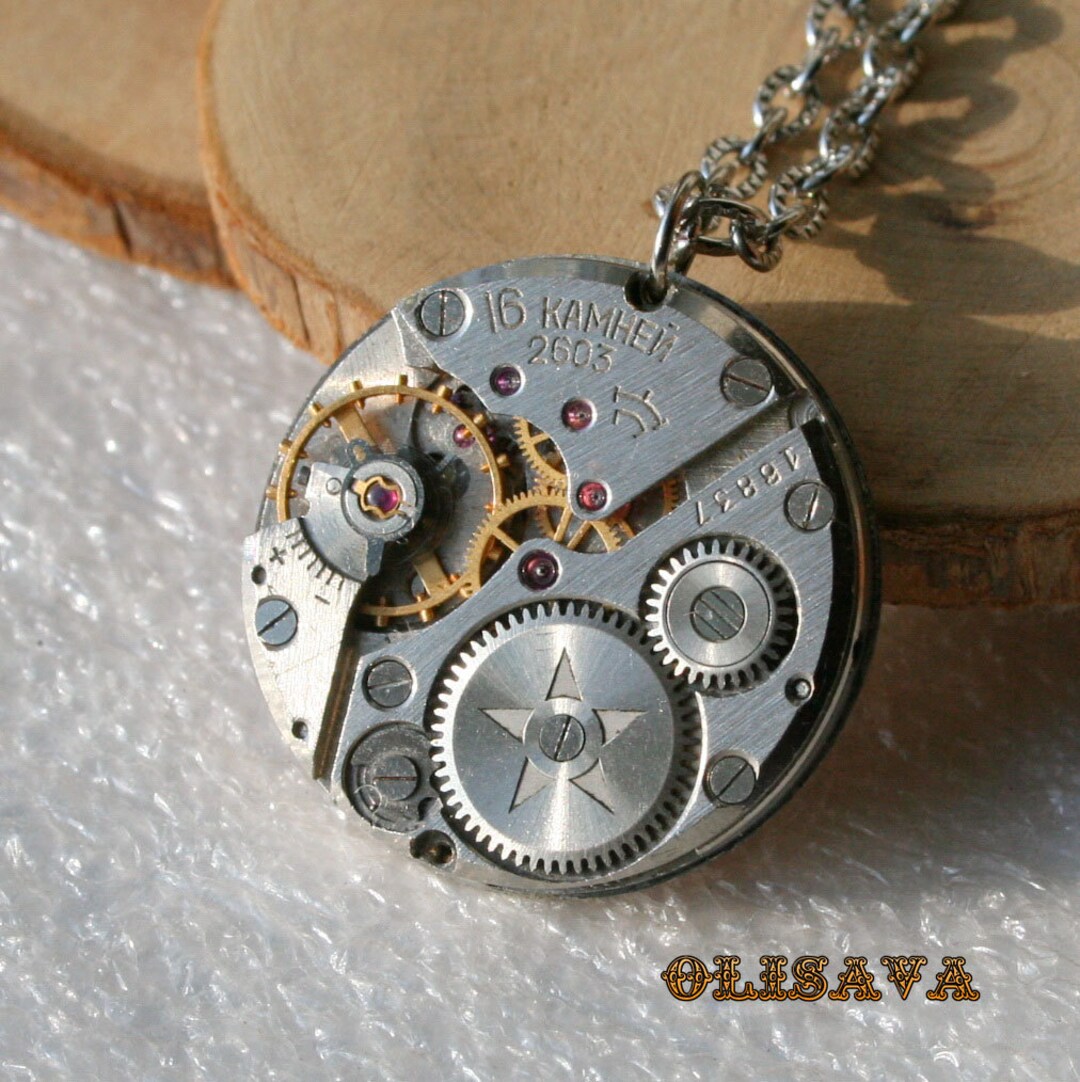 Men Watch Movement Steampunk Pendant , Steampunk Jewelry , Vintage ...