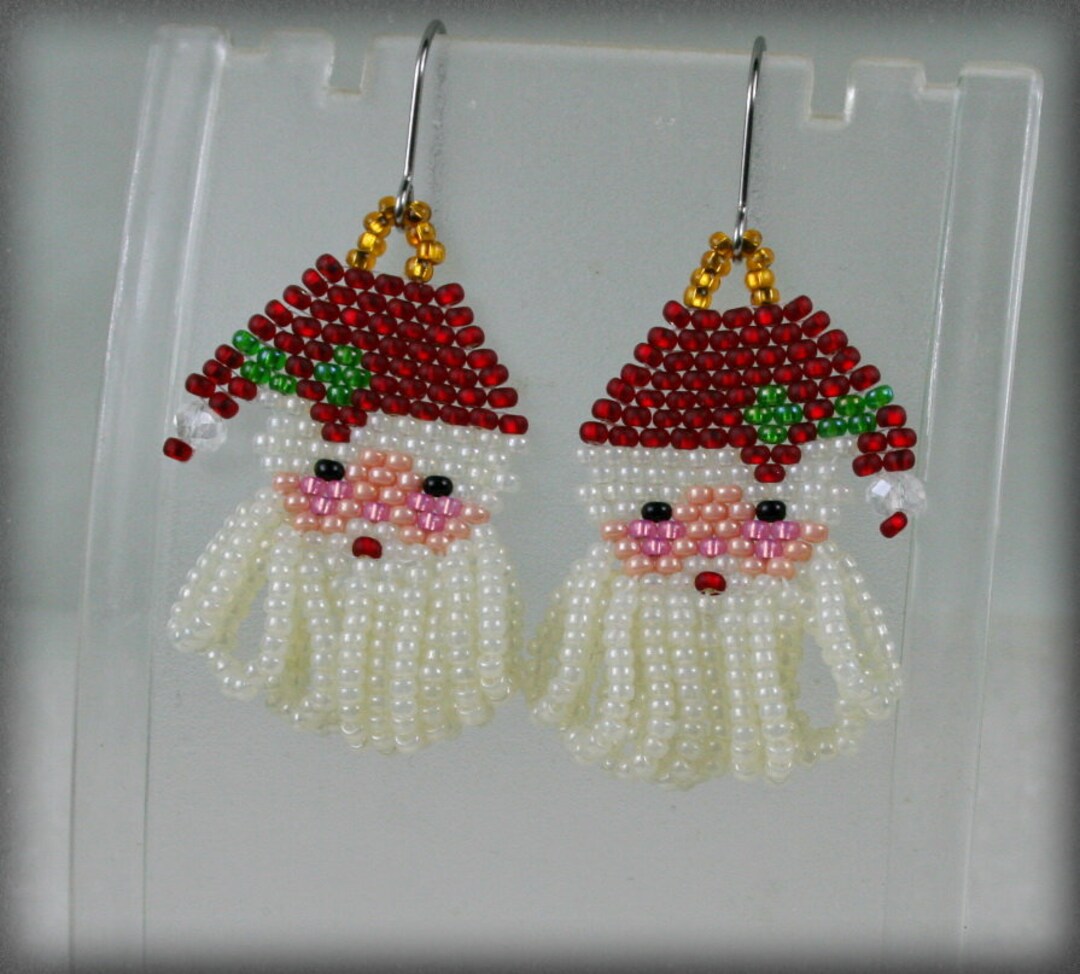 Beaded Santa Dangle Beads Earrings - Tribal Style , Boho Style , Beaded ...