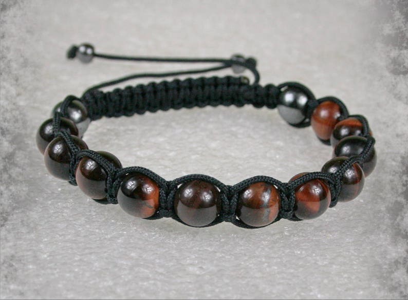 Handmade Men Shamballa Bracelet with 10 mm Red Tiger Eye | Etsy