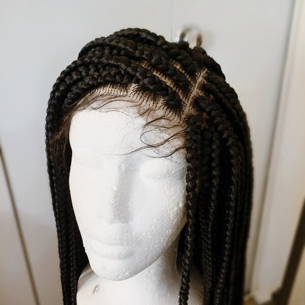 Human Hair Box Braid Wig - Etsy