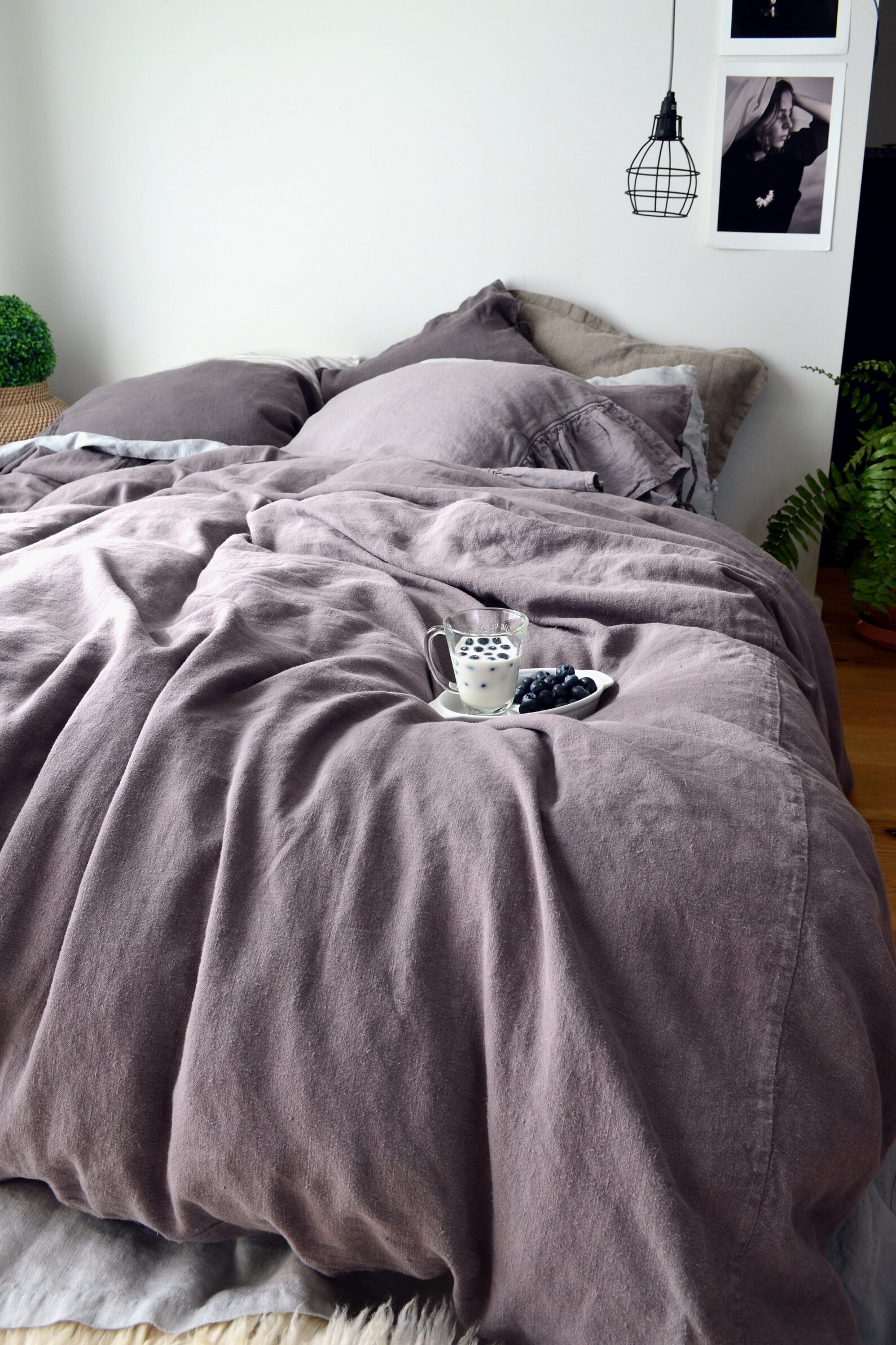 Heavy Linen Duvet Cover in Blueberry Milk. Heavyweight / Doona - Etsy