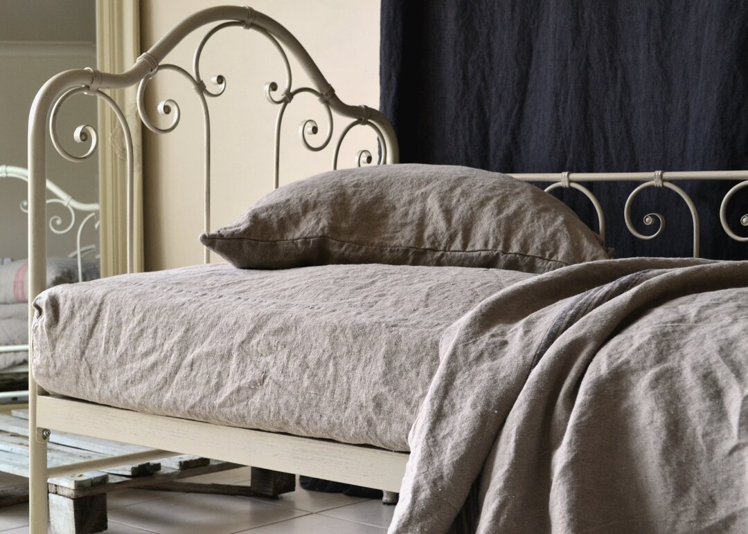 Heavyweight Rustic Linen Fitted Sheet, Rustic Linen Bedding, Natural ...