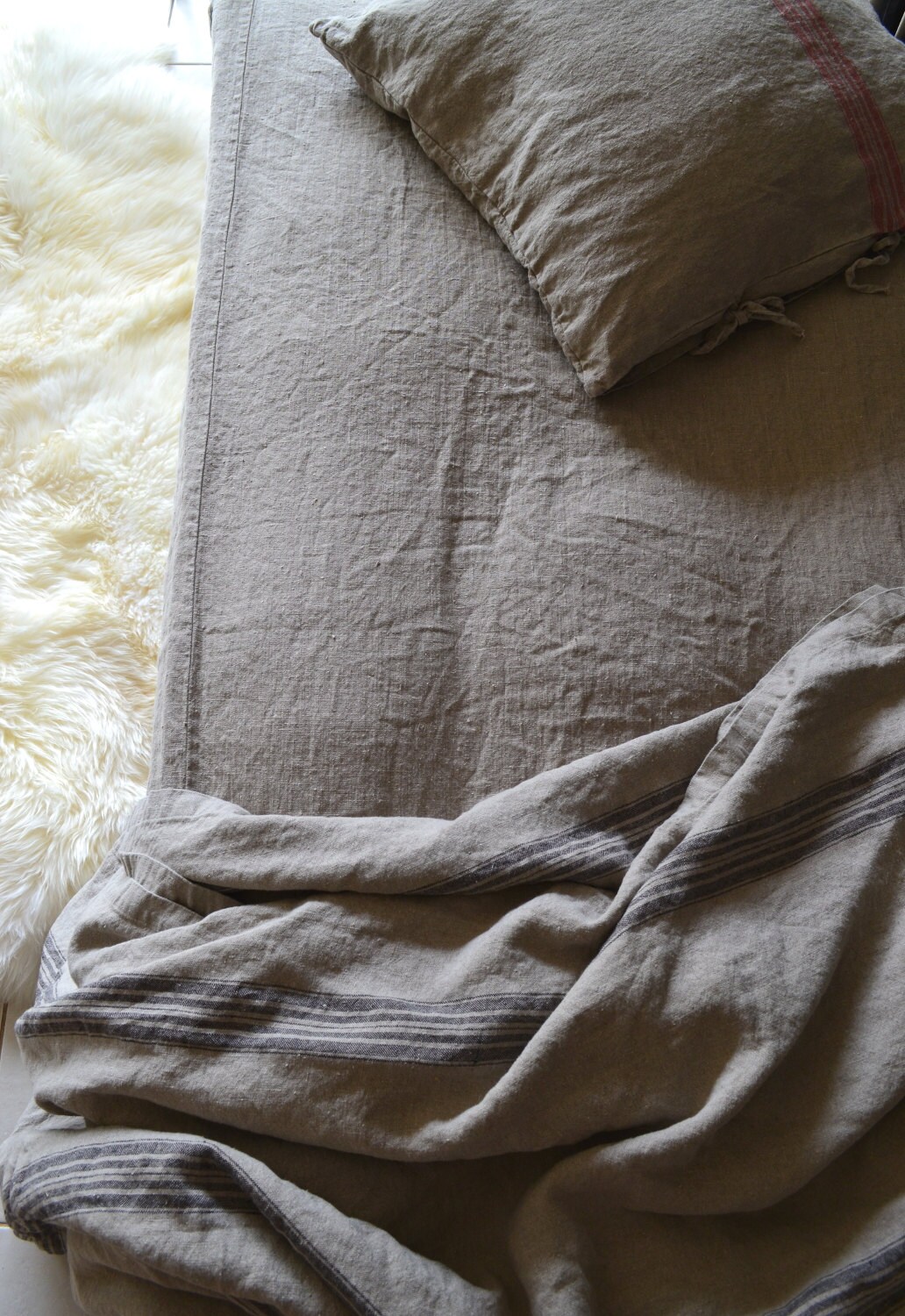 Heavyweight Rustic Linen Fitted Sheet Rustic Linen Bedding | Etsy