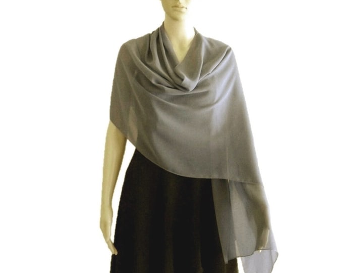 Silver Shawl, Grey Chiffon Shawl With Silver Floral Embroidery. Grey ...