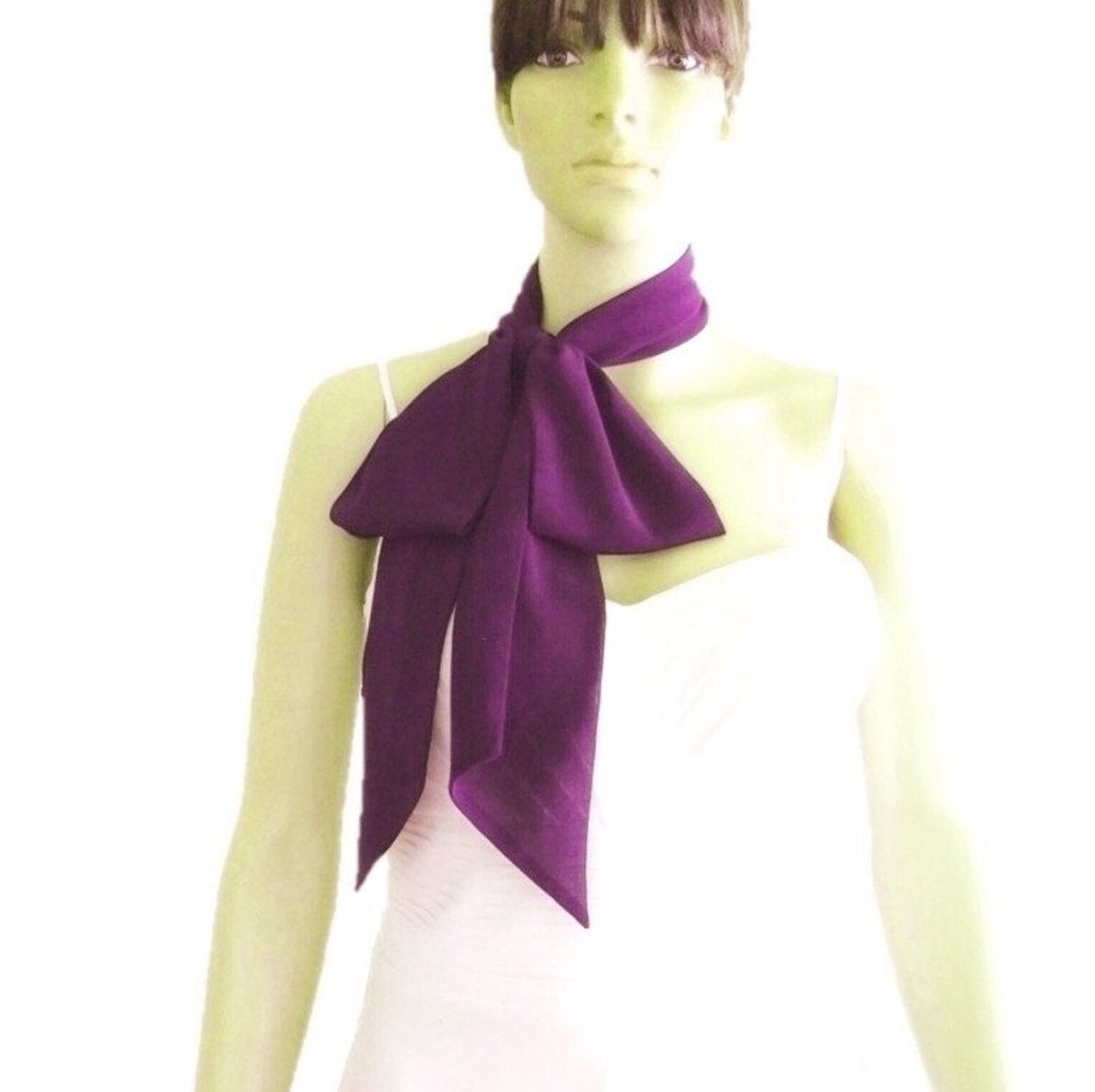 Tyrian Purple Bow Tie Scarf. Tyrian Purple Neck Scarf. Chiffon Wrap ...