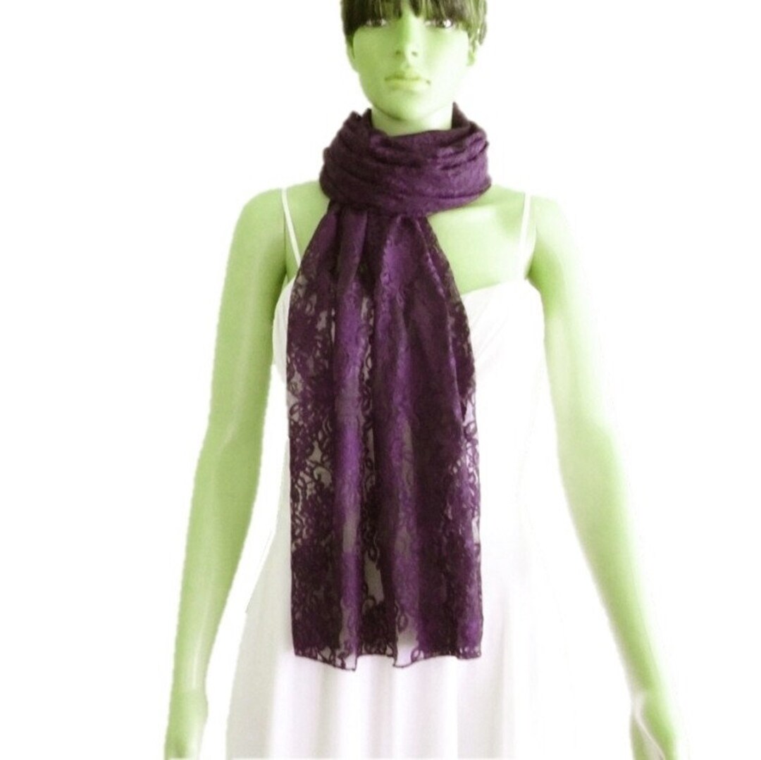 Plum Lace Long Scarf. Plum Lace Wrap Scarf. Soft Plum Lace Shawl. - Etsy