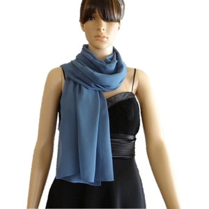Bluish Grey Chiffon Shawl. Bluish Grey Long Scarf. Chiffon Scarf - Etsy