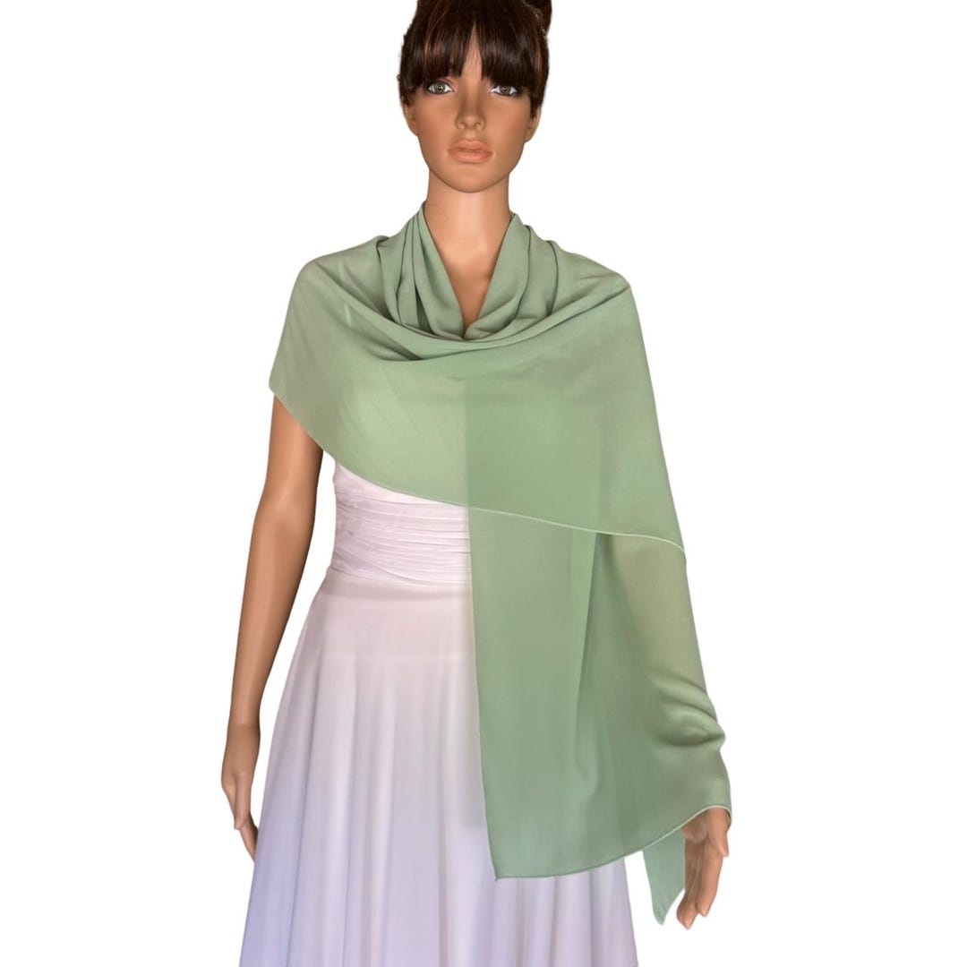 Sage Green Wrap Scarf. Sage Green Long Scarf. Soft Chiffon Shawl. Sage ...