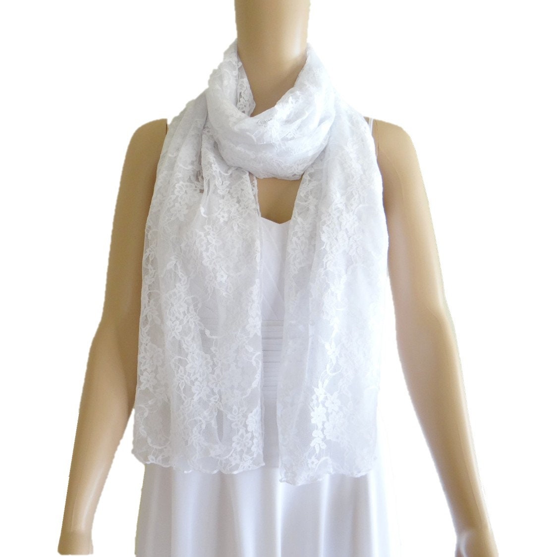 White Lace Long Scarf. White Lace Wrap Scarf. Soft White Lace Shawl. - Etsy