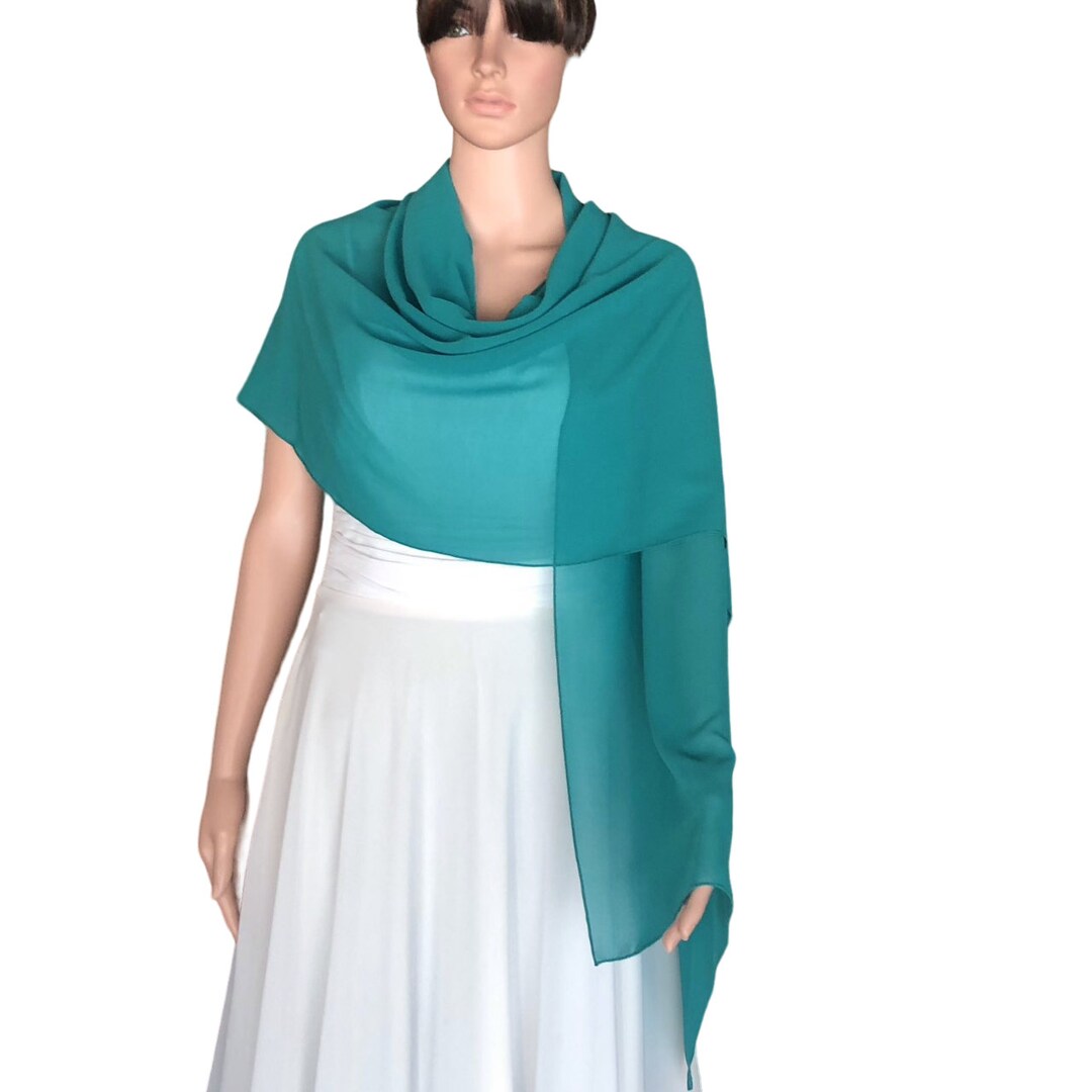 Dark Turquoise Wrap Scarf. Dark Turquoise Long Scarf. Soft Chiffon ...