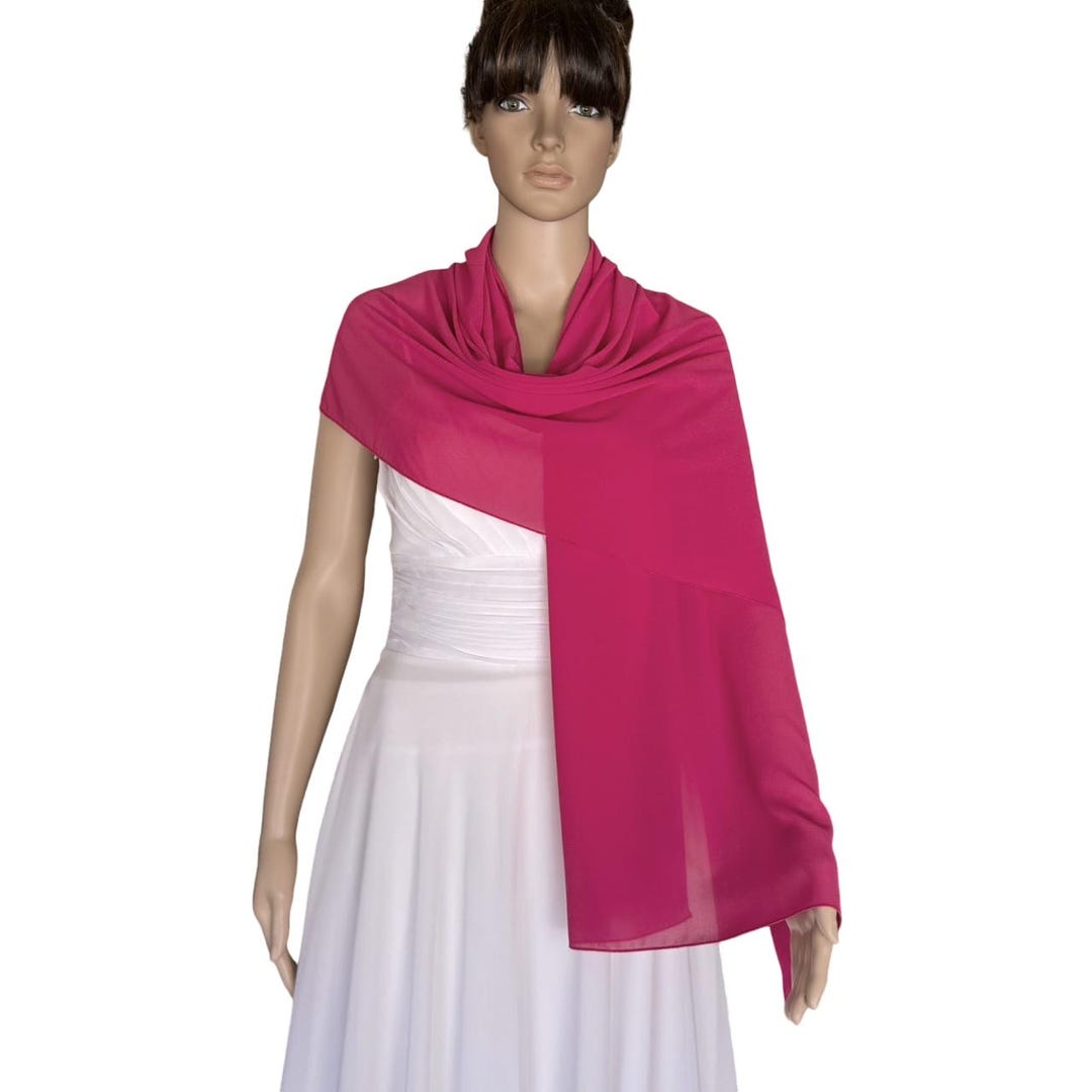 Dark Hot Pink Wrap Scarf. Dark Hot Pink Long Scarf. Soft Chiffon Shawl ...