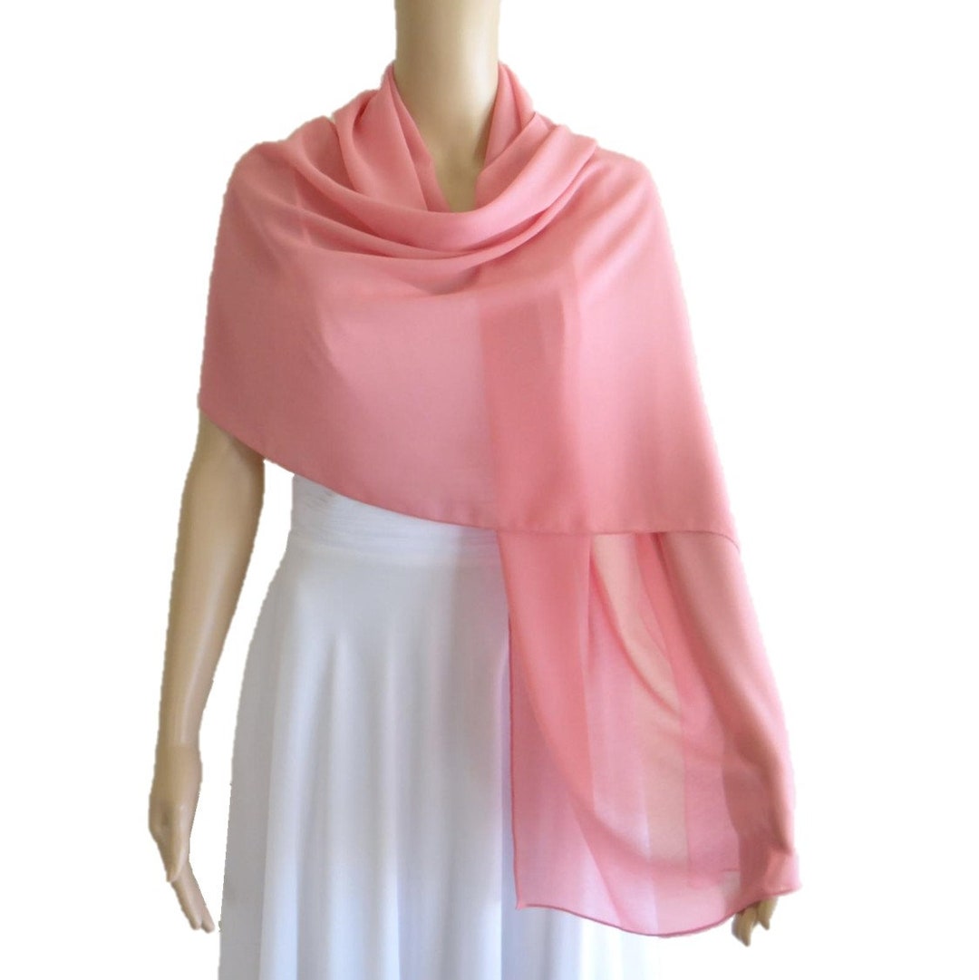 Dusty Rose Long Scarf. Dusty Rose Wrap Scarf. Soft Chiffon Scarf. Dusty ...