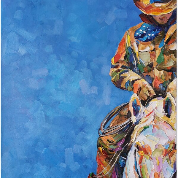 Western Cowboy Oil Painting - Etsy