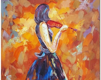 The Fiddler Portrait Oil Painting on Canvas Hand Painted | Etsy