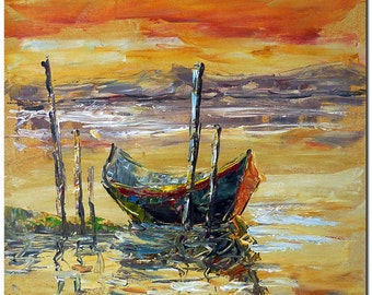 Row boat painting | Etsy