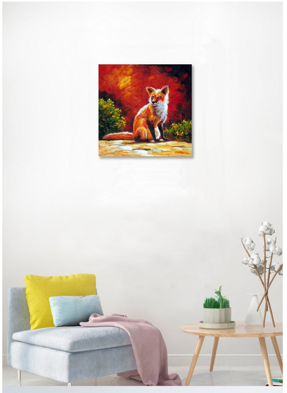 Hand Painted Impressionist Red Fox Oil Painting on Canvas | Etsy