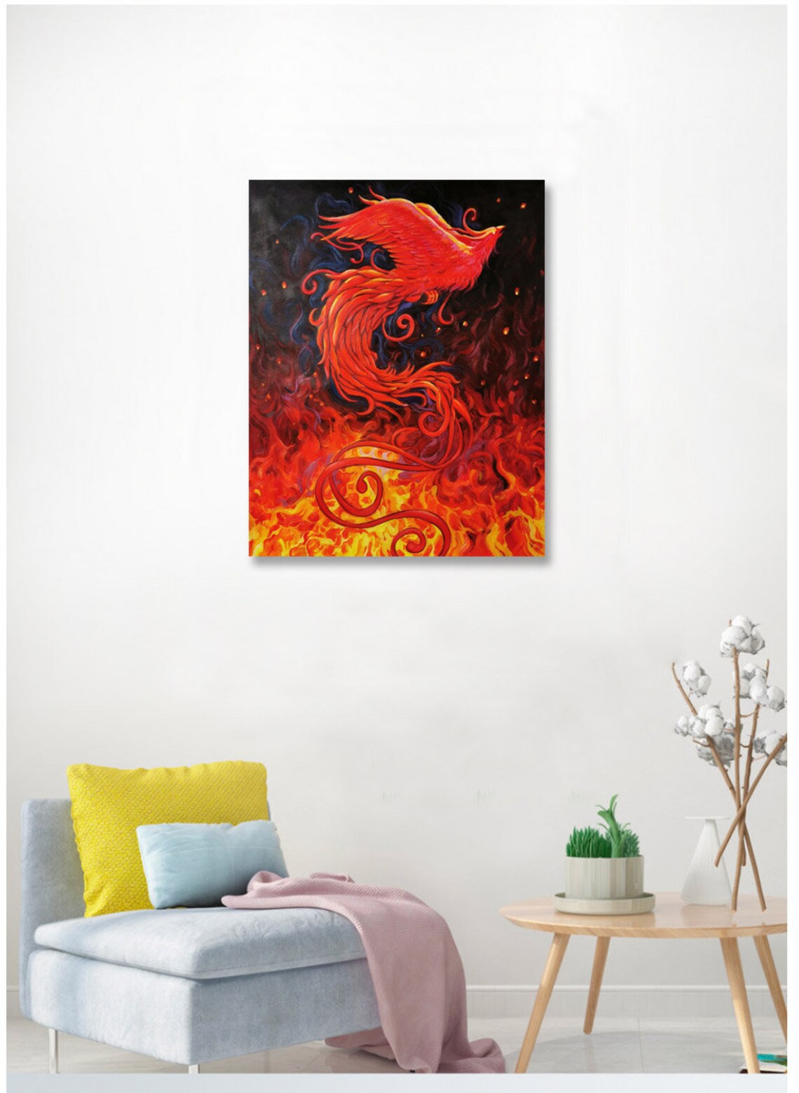 Original Hand Painted Modern Impressionist Fire Phoenix Oil - Etsy