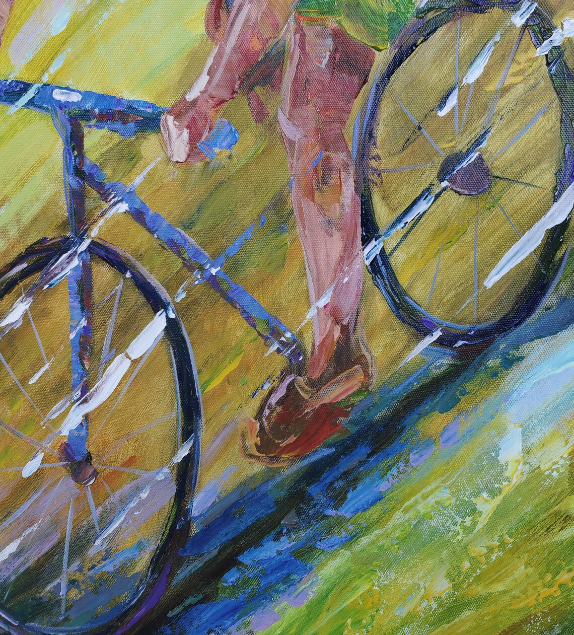 Cycling Race Hand Painted Modern Impressionist Bicyclist - Etsy