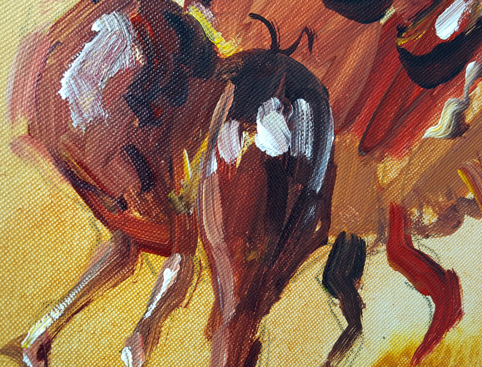 Abstract Bee Oil Painting Signed Hand Painted Animal Fine | Etsy