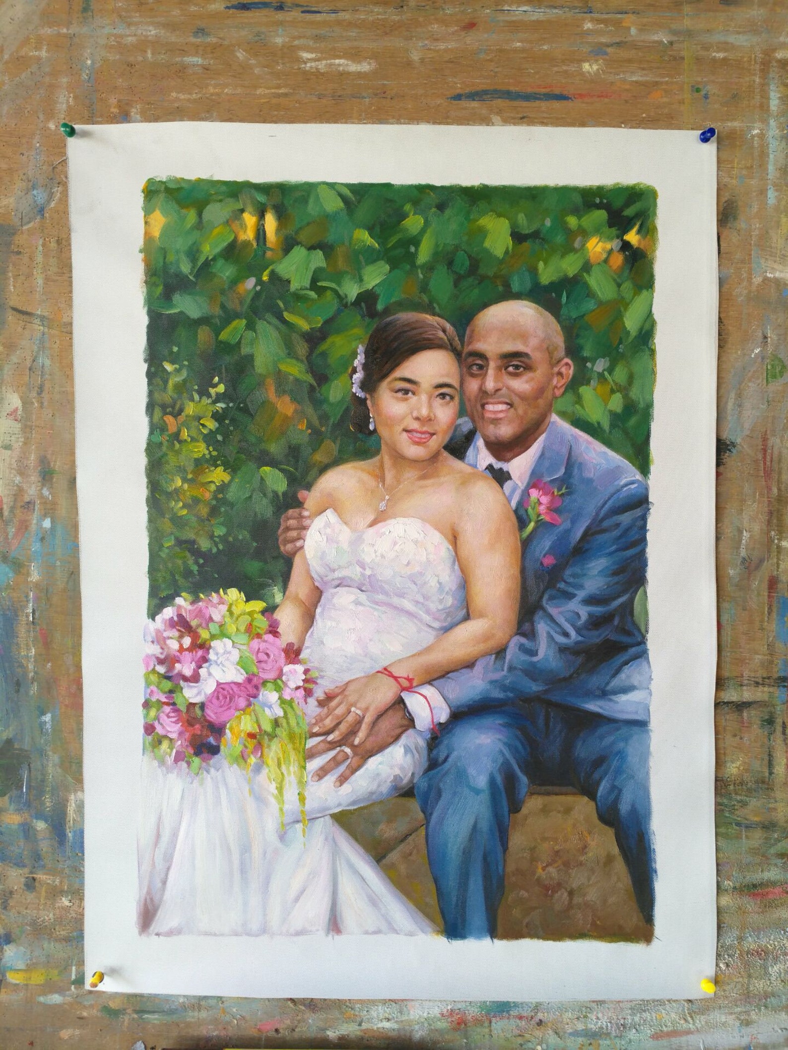 Hand Painted Custom Wedding Portrait Oil Painting (paint From Photo ...