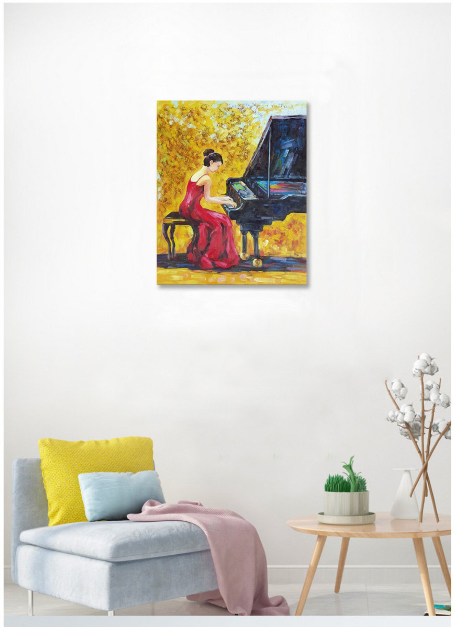 Hand Painted Impressionist Pianist Portrait Oil Painting on - Etsy