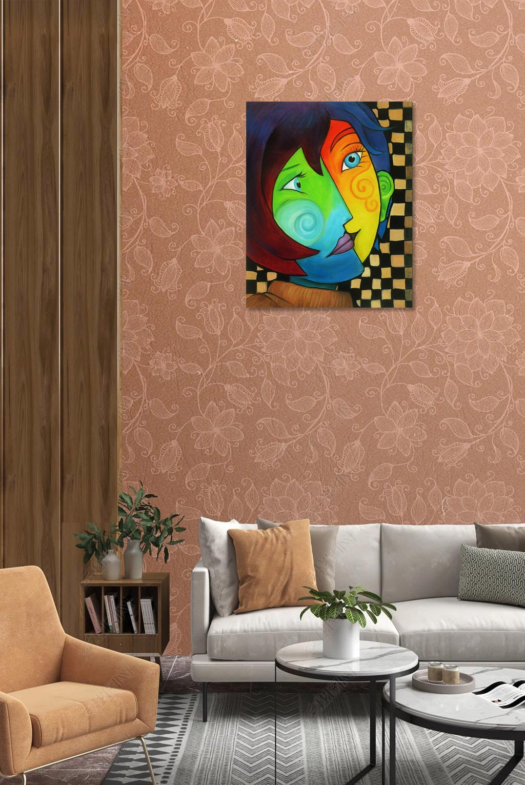 Handmade Colorful Cubist Lady Portrait Oil Painting on Canvas - Etsy