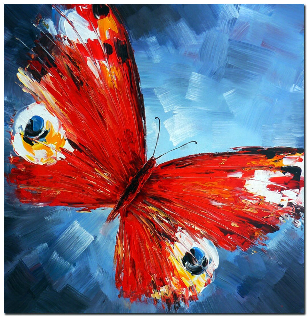 Hand Painted Impressionist Butterfly Oil Painting on Canvas - Modern ...