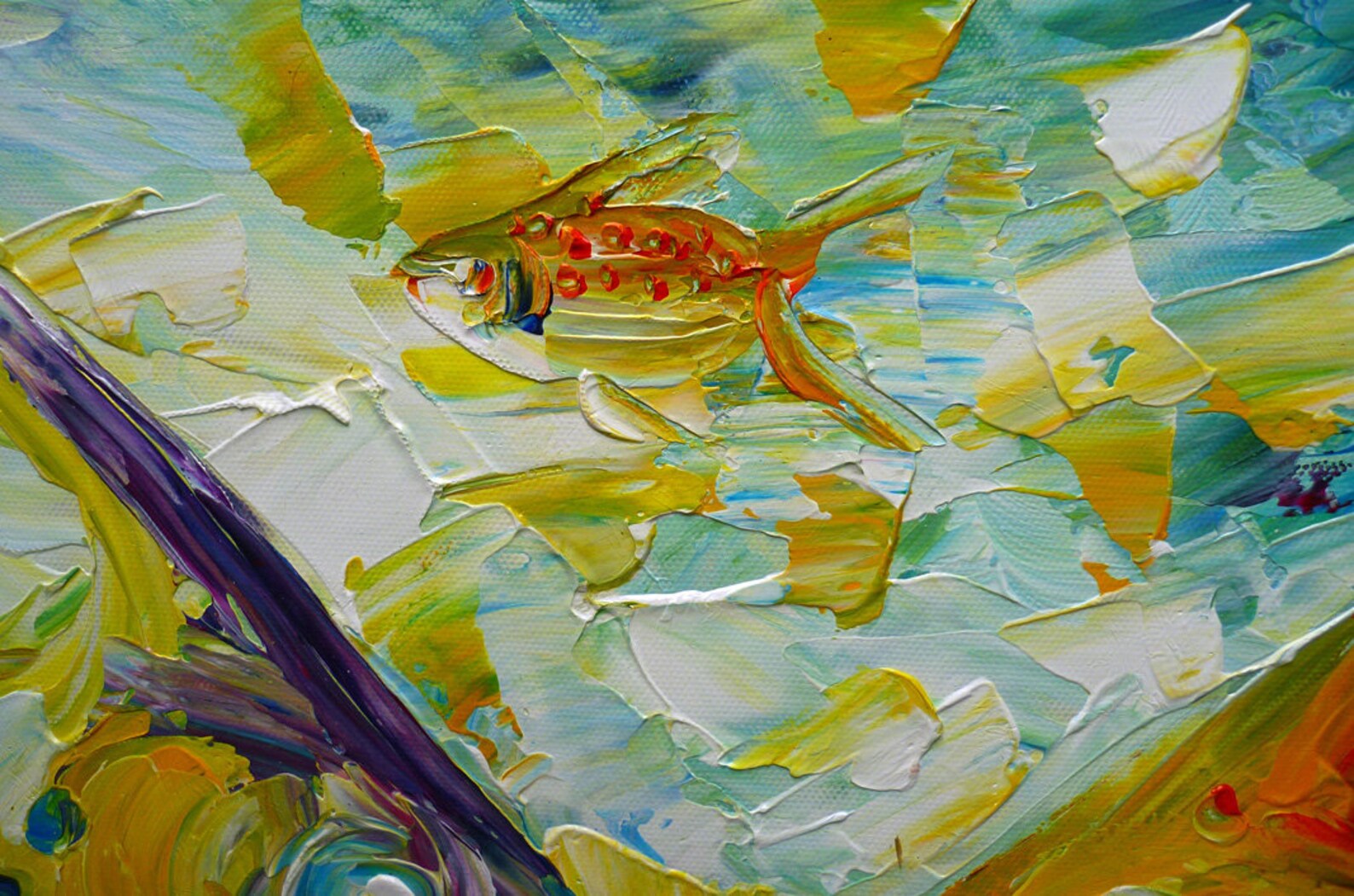 Hand Painted Impressionist Angel Fish Oil Painting on Canvas - Etsy