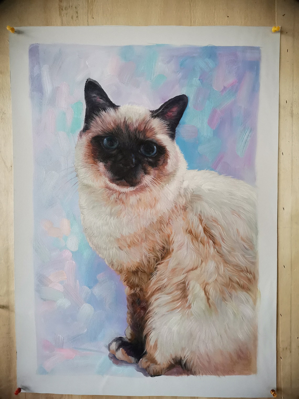 Hand Painted Custom Cat Oil Painting Paint From Digital - Etsy
