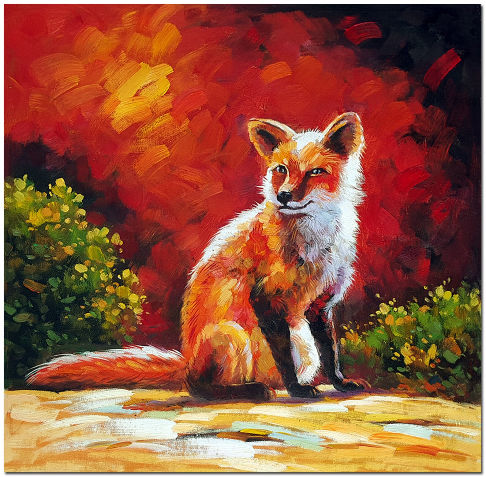 Hand Painted Impressionist Red Fox Oil Painting on Canvas | Etsy