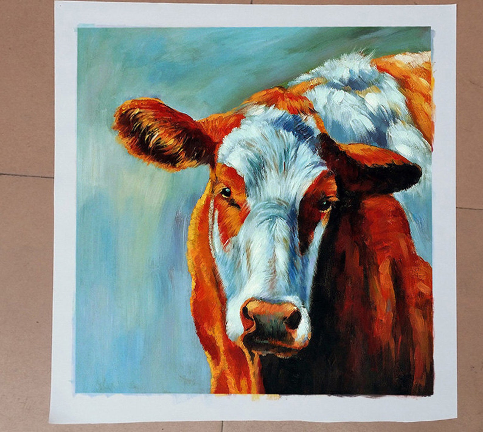 Hand Painted Cow Oil Painting On Canvas CERTIFICATE INCLUDED | Etsy