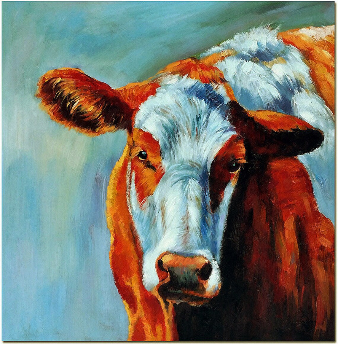 Hand Painted Cow Oil Painting On Canvas CERTIFICATE INCLUDED | Etsy