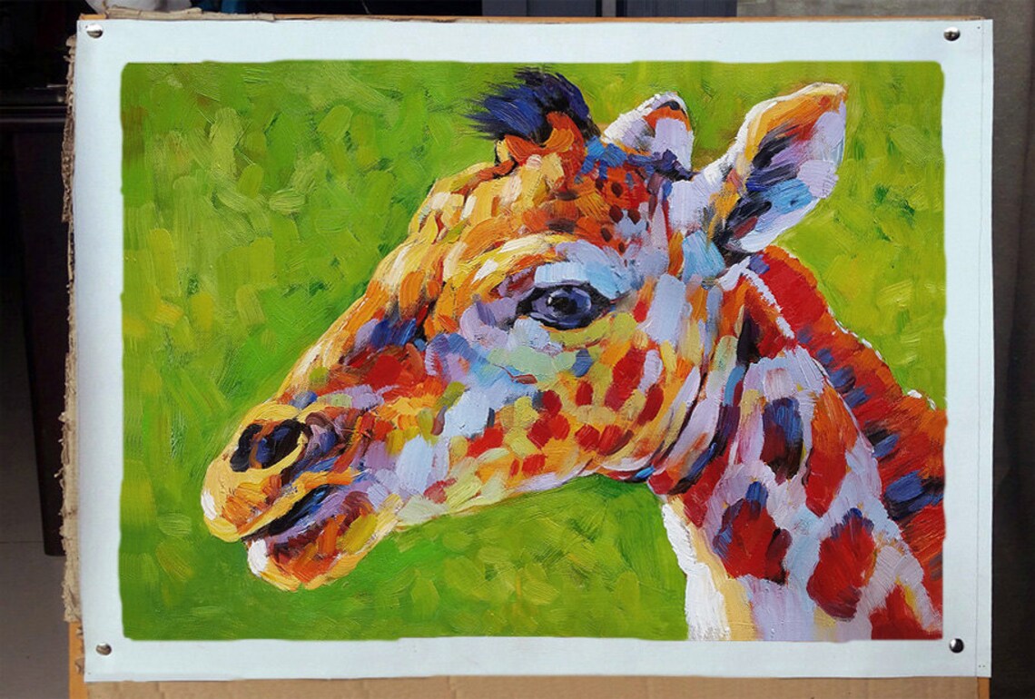 Giraffe Original Hand Painted Modern Impressionist Wildlife - Etsy