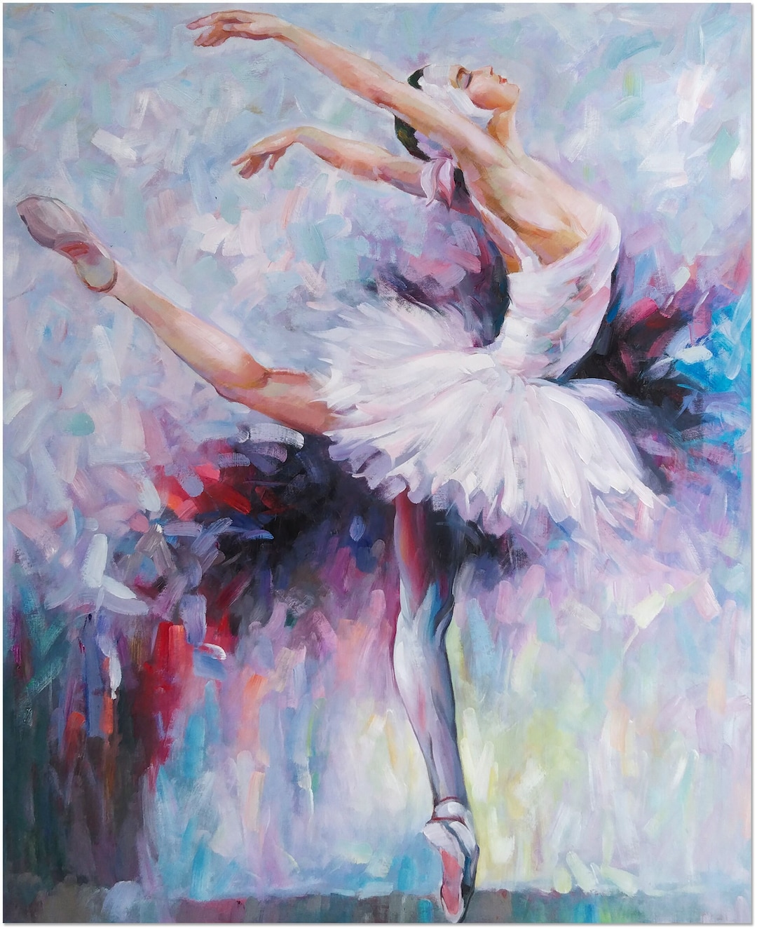 Original Hand Painted Ballerina Portrait Oil Painting Thick Paints ...