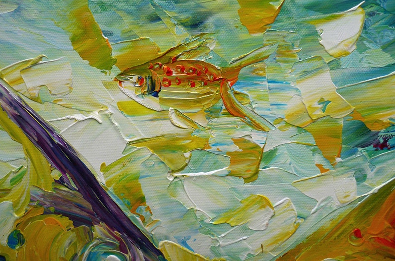 Hand Painted Impressionist Angel Fish Painting On Canvas | Etsy
