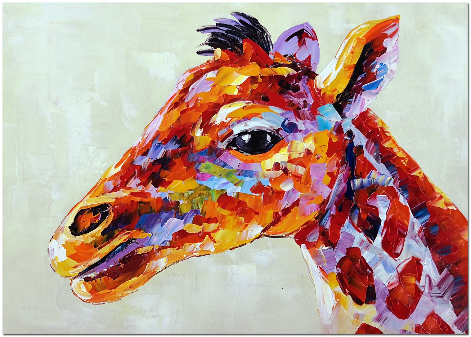 Giraffe Hand Painted Palette Knife Impressionist Oil | Etsy