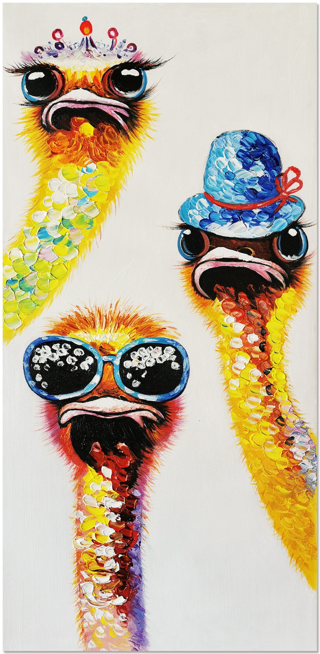 Handmade Modern Colorful Impressionist Ostrich Bird Oil Painting on ...