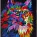 Hand Painted Colorful Impressionist Wolf Oil Painting on Canvas ...