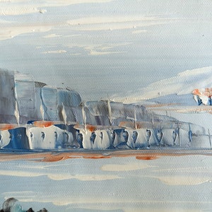 Row Boats Hand Painted Modern Impressionist Riverside Lanscape Boat Oil ...