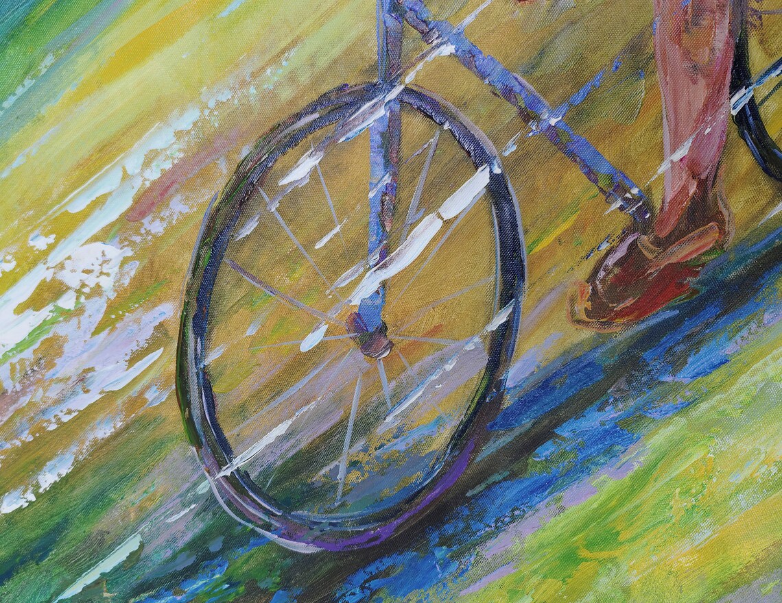 Cycling Race Hand Painted Modern Impressionist Bicyclist - Etsy
