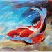 Hand Painted Impressionist Koi Fish Painting on Canvas - Etsy