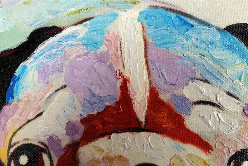 Hand Painted Bulldog Oil Painting on Canvas Thick Paints Heavy - Etsy