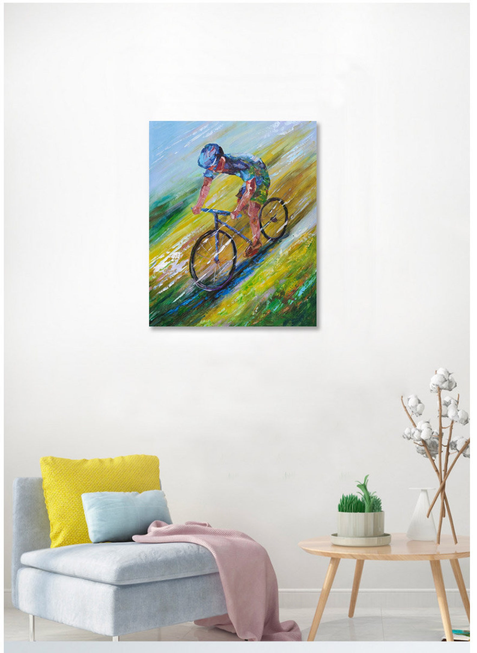Cycling Race Hand Painted Modern Impressionist Bicyclist - Etsy