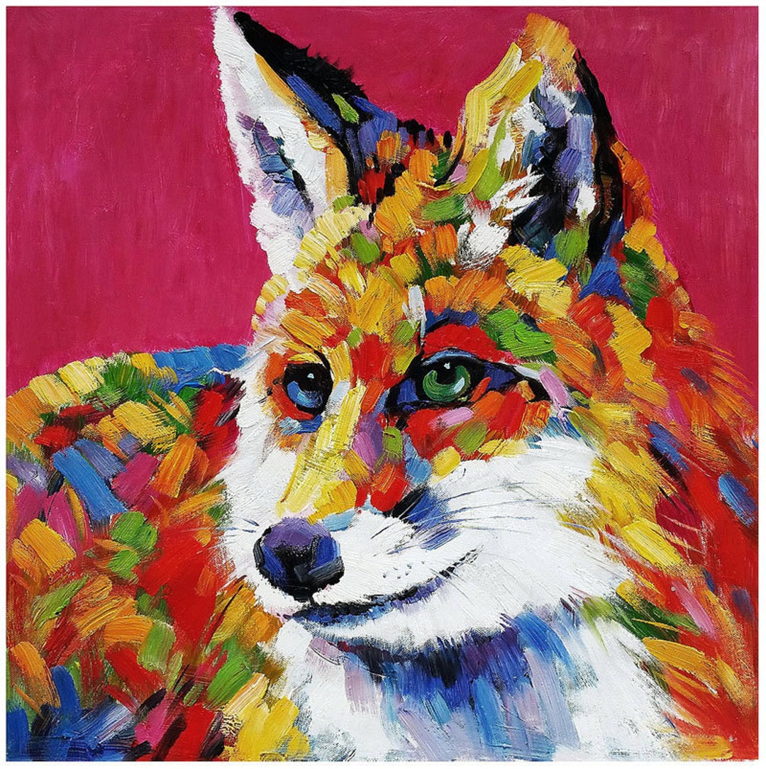 Original Handmade Fox Painting on Canvas - Impressionist Contempoary ...