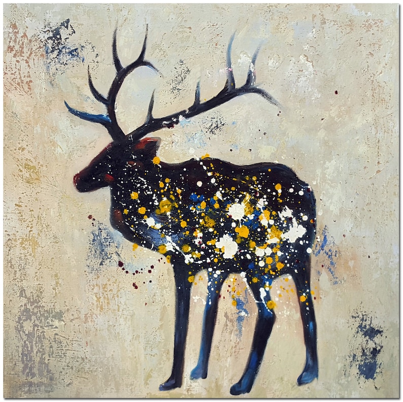 Hand Painted Abstract Deer Painting On Canvas ARTIST | Etsy