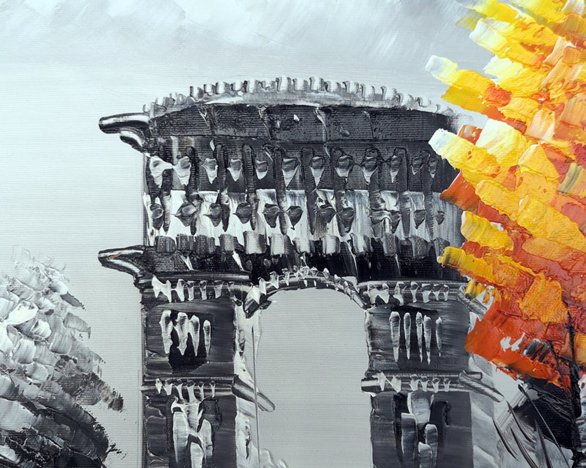 Triumphal Arch Hand Painted Modern Impressionist Cityscape - Etsy