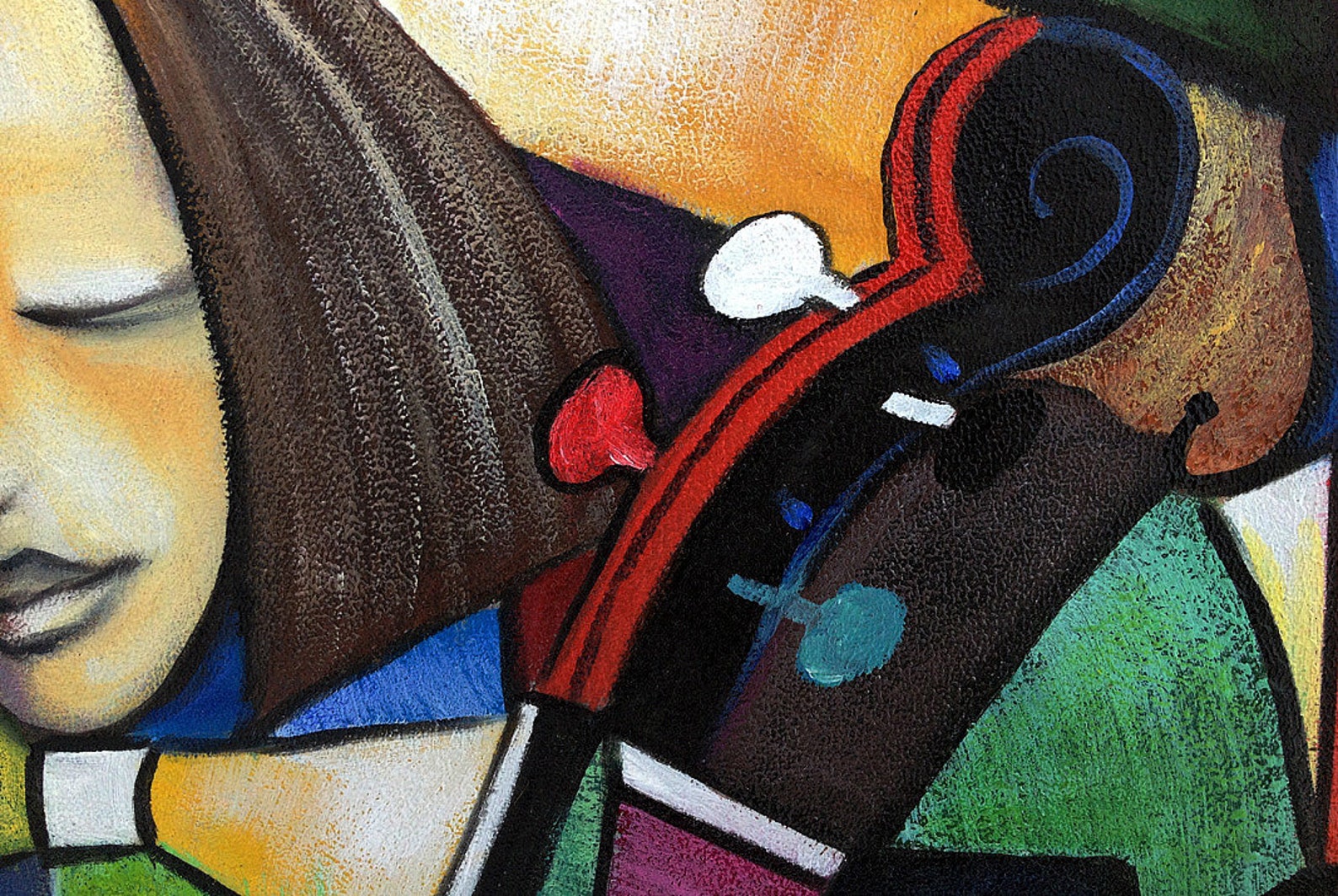 The Cellist Portrait Hand Painted Cubist Oil Painting on - Etsy