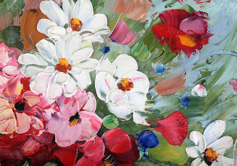 Vase of Colorful Flowers Hand Painted Impressionist Flower - Etsy